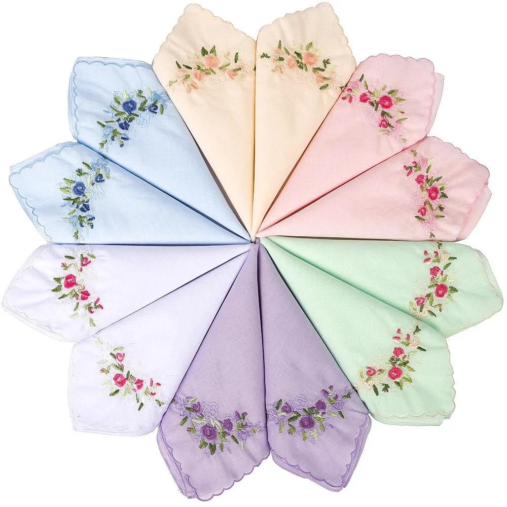 Jual High-End Pure Cotton Embroidered Handkerchiefs 35cm 60 Pieces ...