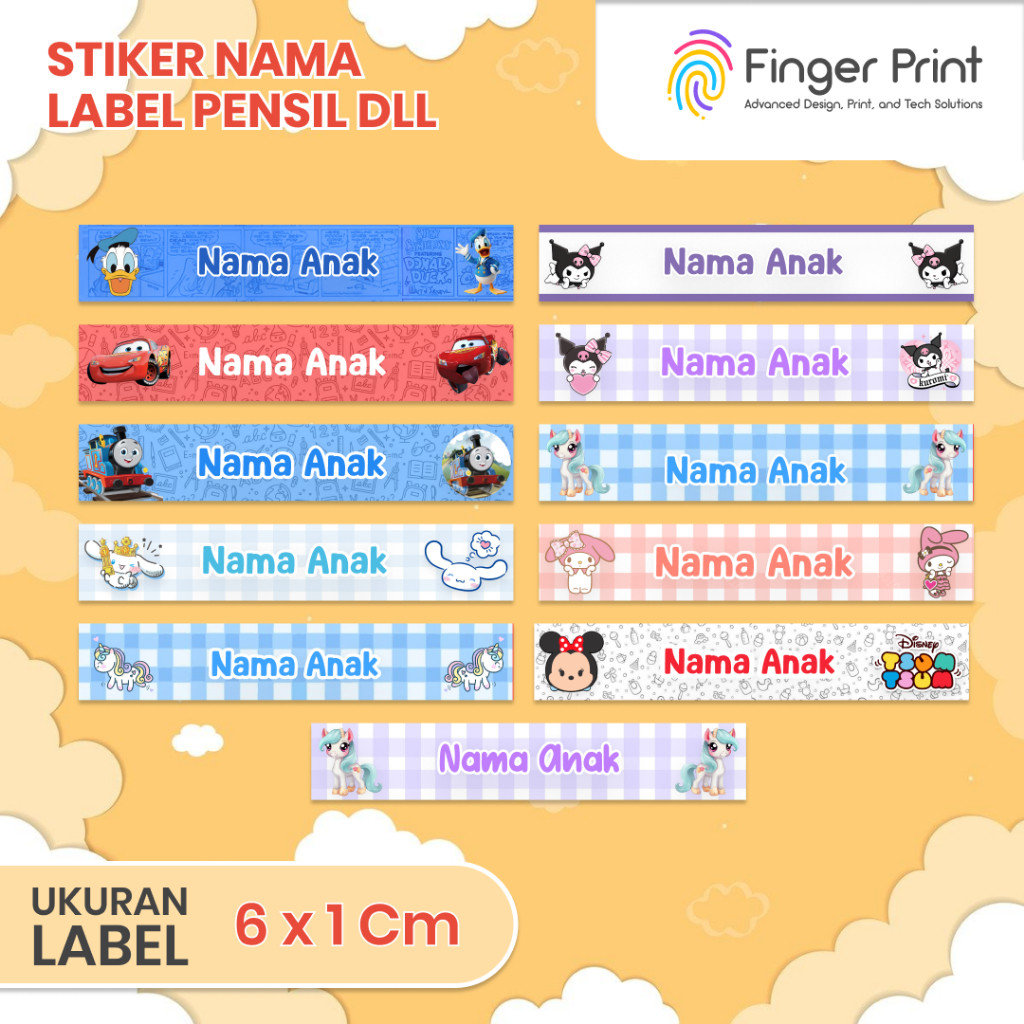 Jual Stiker Nama Anak Lucu 6x1cm | Sticker Label Buku & Botol | Custom ...