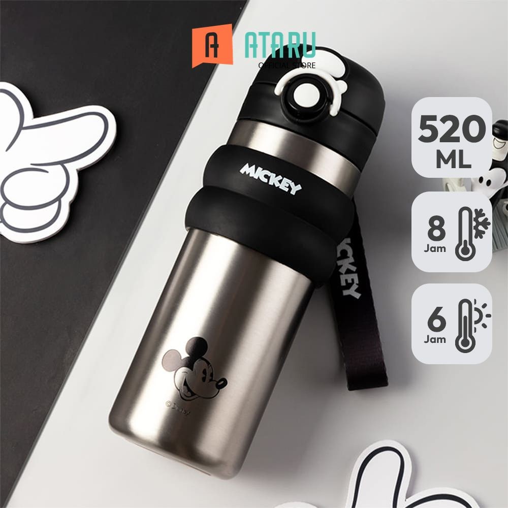 Jual Ataru Botol Vacuum Flask Stainless Steel Mickey 520 ml - Hitam ...