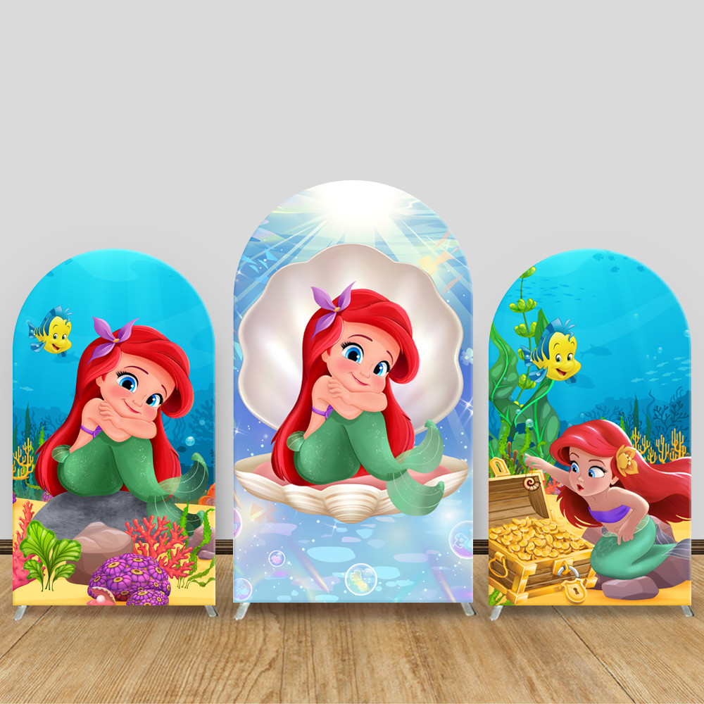 Jual Little Mermaid Arch Backdrop Cover Disney Princess Ariel Theme ...