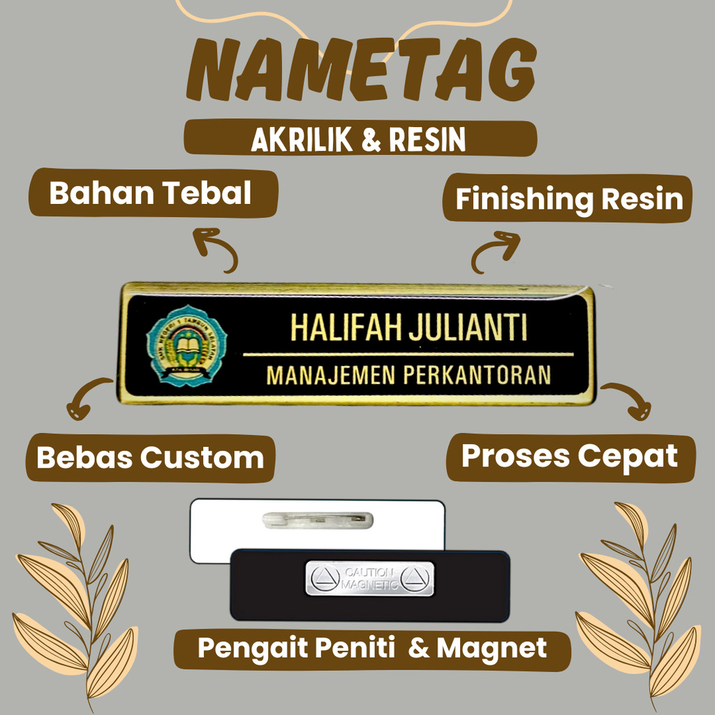 Jual NAMETAG/ NAMA DADA CEMBUNG LAPIS RESIN WARNA EMAS / NAMA DADA ...