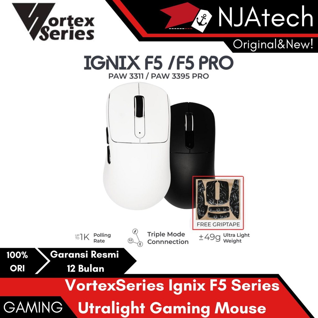 Jual VortexSeries IGNIX Series F5 Mouse | Ultra Light Wireless Tri Mode ...