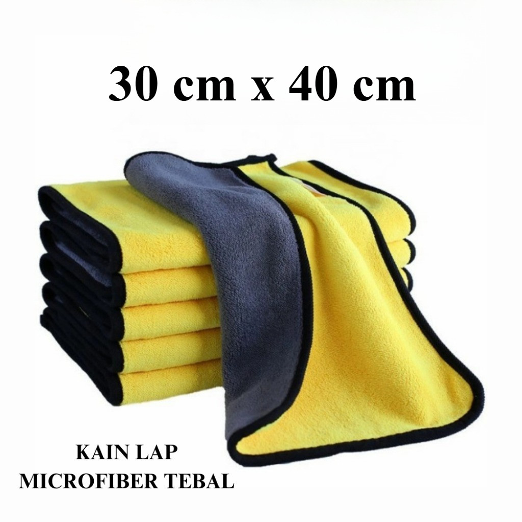 Jual Kain Lap Microfiber 2 in 1 30x40 Microfiber Tebal Besar Lembut Lap ...