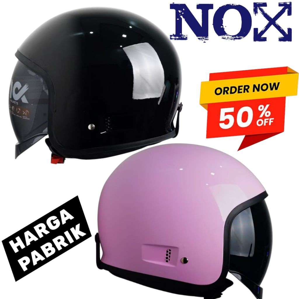 Jual Helm NOX X1 Magnum White Original Helm Retro Half Face Iner Visor ...