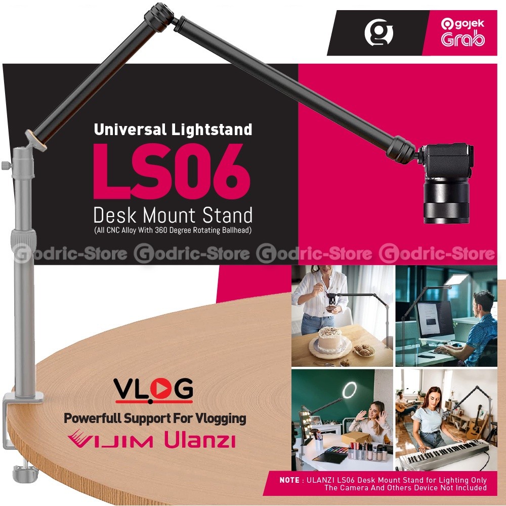 Jual ULANZI VIJIM LS06 Flexible 2-Stage Arm for Light LED / Mic / Camera Stand Clamp Bracket ...