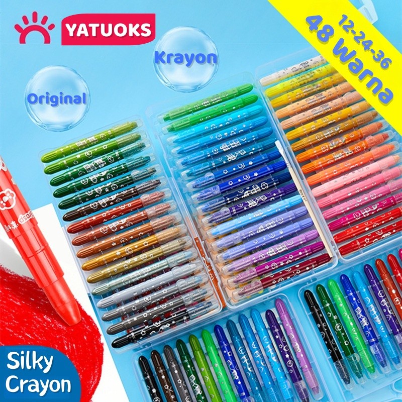 Jual Grasp Crayon 12/24/36/48 Warna Silky Crayon Lukis Dapat Dicuci ...