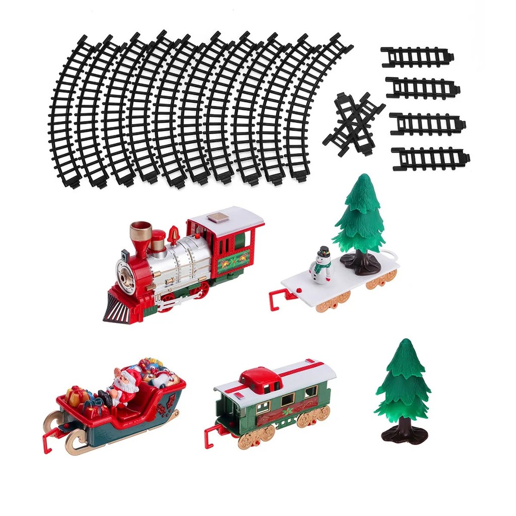 Jual Electric Train Toys Railway Cars Racing Tracks With Music Santa Claus Tree Decoration Train ...
