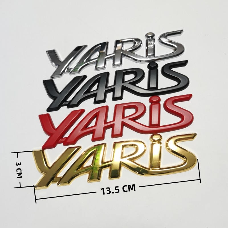 Jual 3D Metal Yaris Logo Emblem Badge Matte black Chrome Plated Trunk ...