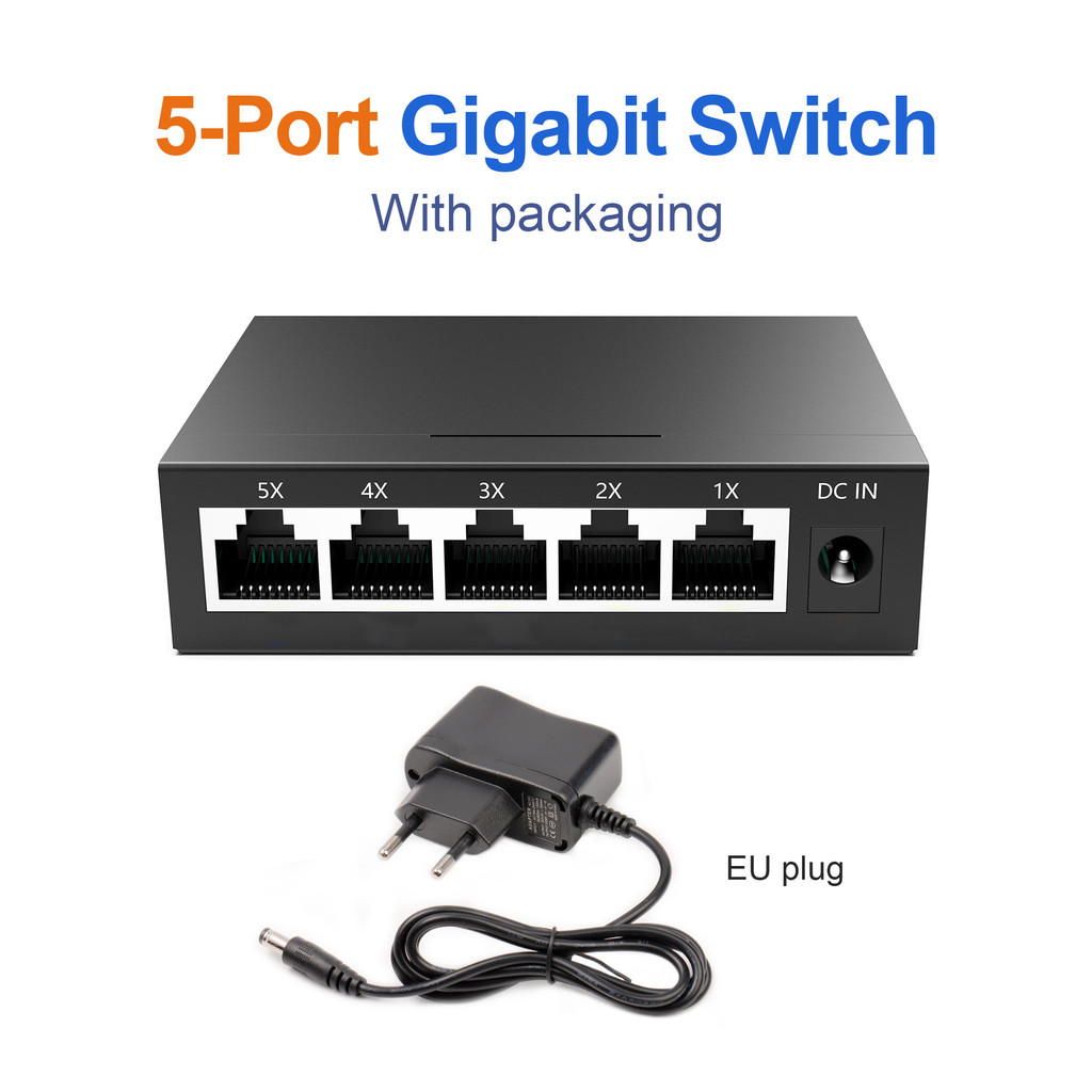 Jual 5/8 Ports Gigabit Ethernet Swit 10/100/1000Mbps Splitter Network ...