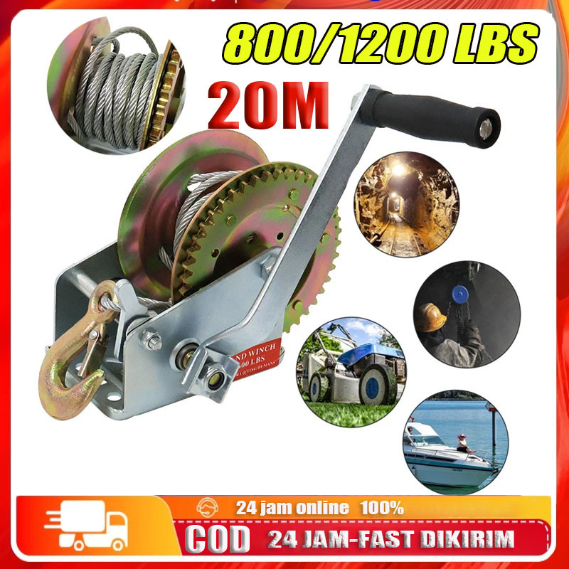 Jual 1200/800LBS 10/15/20M Katrol Winch Manual/ Derek Pengangkat Winch ...