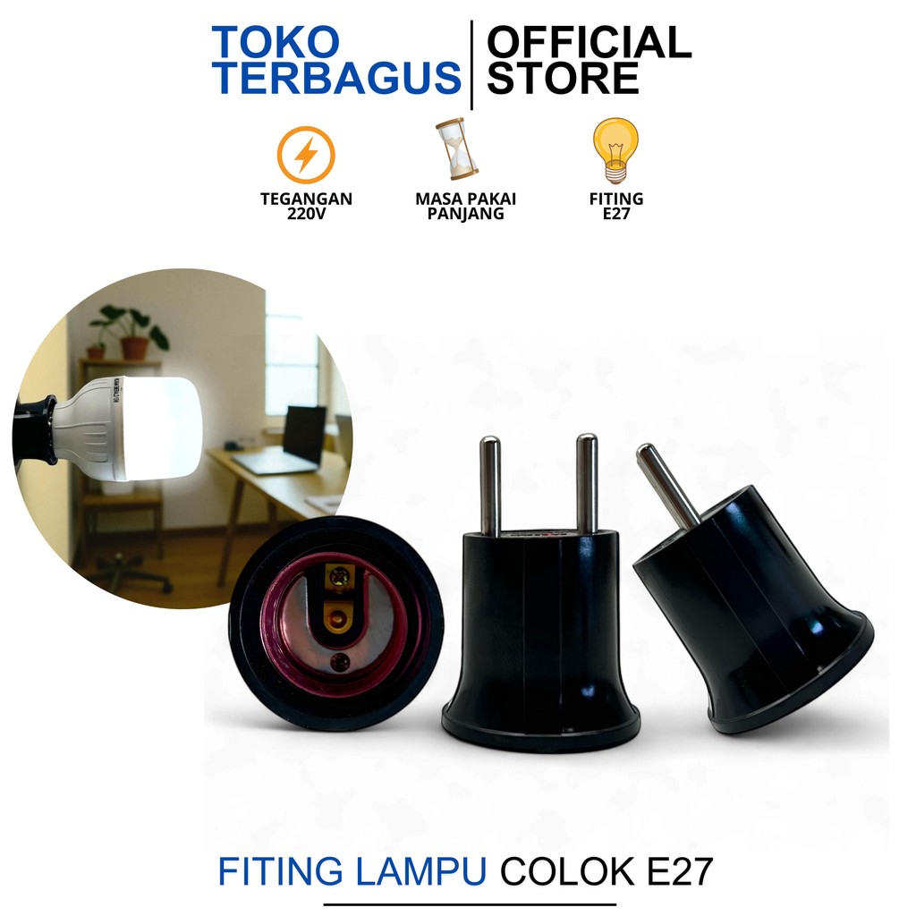 Jual Fitting Lampu Colokan Hitam Tanpa Kabel & Tanpa Switch On Off E27 ...
