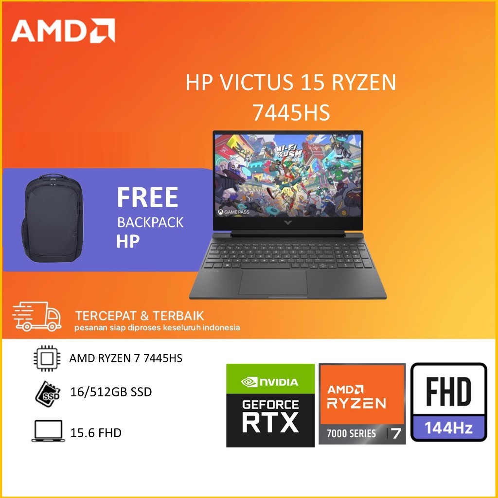 Jual HP VICTUS 15 - AMD RYZEN 7 7445HS RTX4050 6GB/ RAM16GB 512GB W11 ...
