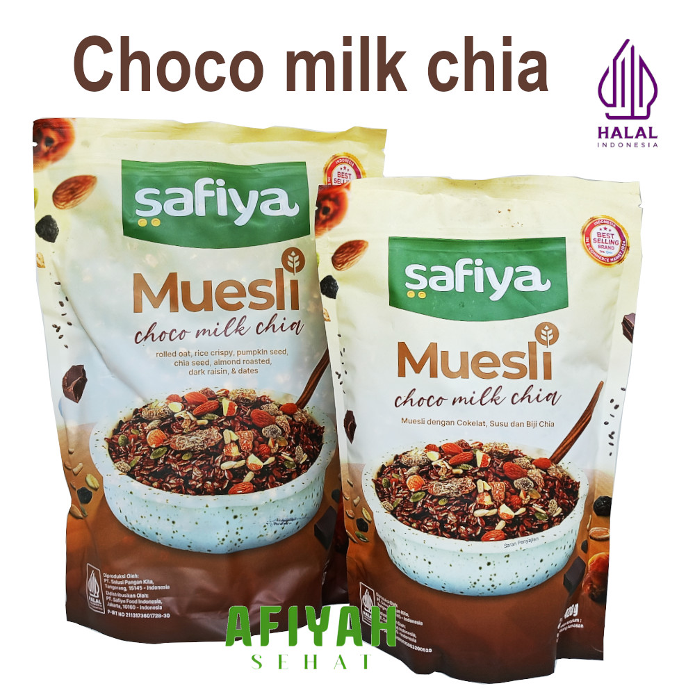 Jual SAFIYA Muesli Choco Milk Chia Sereal Oatmeal Coklat With Almond ...