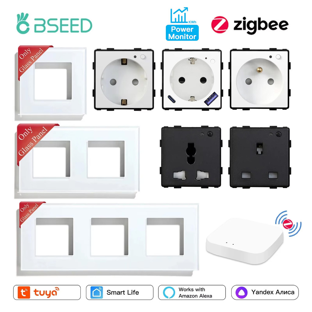 Jual BSEED Zigbee EU/FR/UK/ Universal Smart Wall Socket Plug Function ...