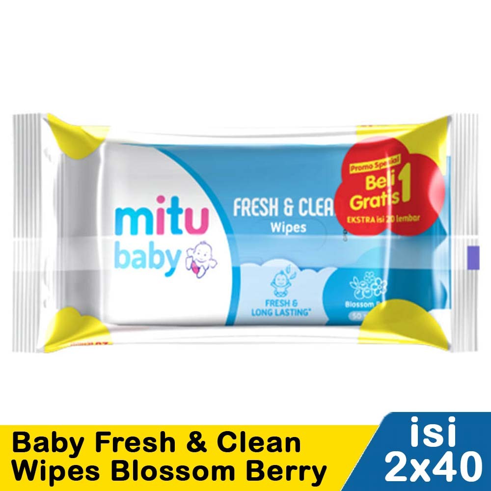Jual MITU BABY FRESH & CLEAN WIPES BLUE BLOSSOM BERRY 2x40'S | Shopee ...