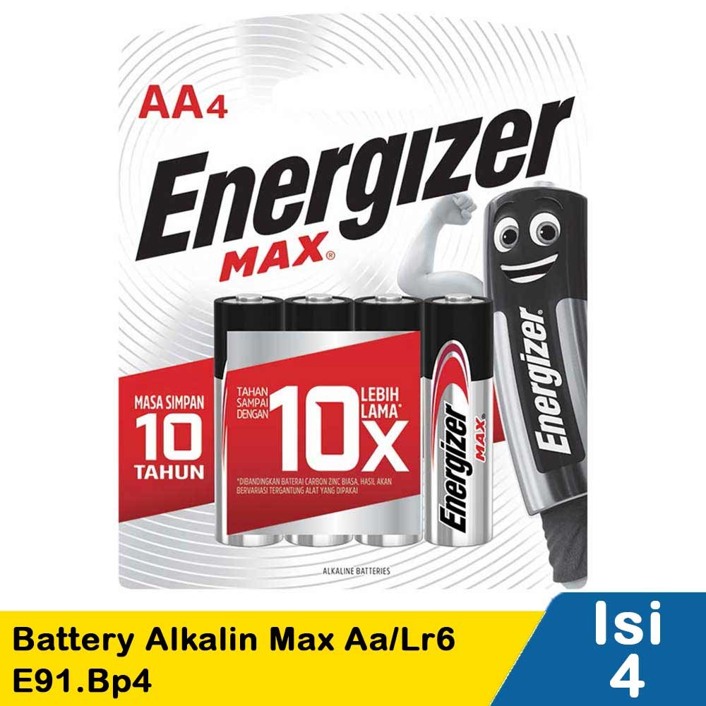 Jual ENERGIZER BATTERY ALKLN MAX AA/LR6 4'S E91.BP4 | Shopee Indonesia