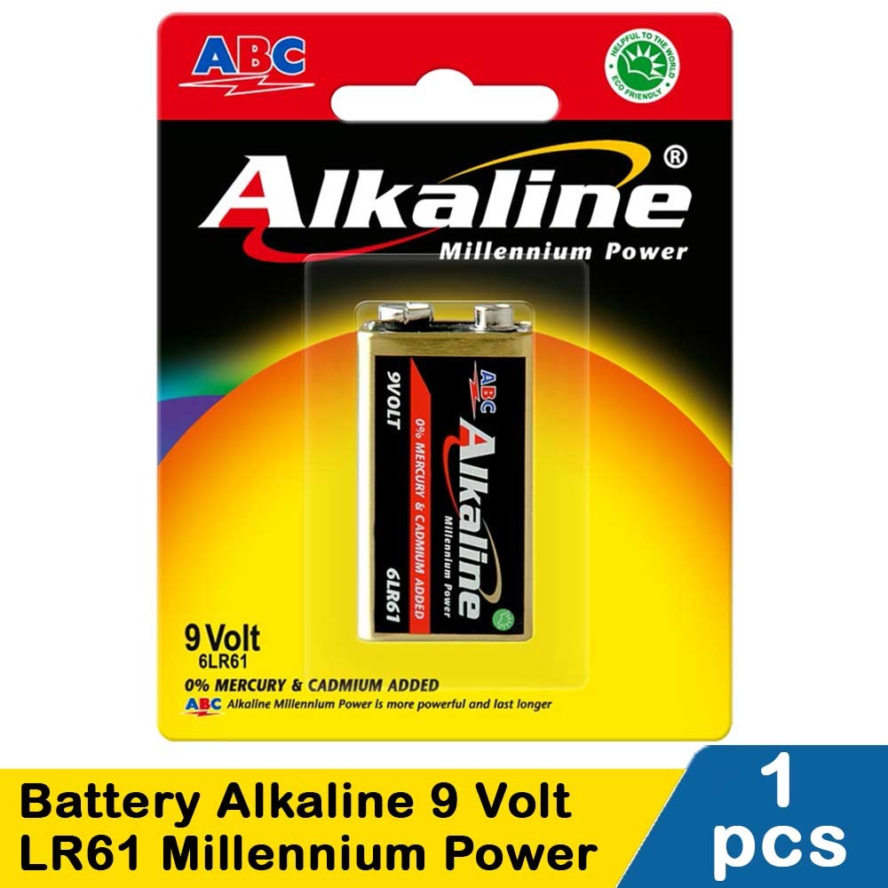 Jual ABC BATTERY ALKALINE 9 VOLT/6LR61 MILLENNIUM PWR | Shopee Indonesia