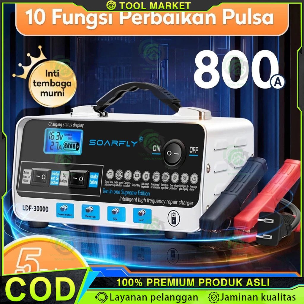 Jual 800A Car Battery Charger Aki Otomatis Smart Intelligent Auto ...