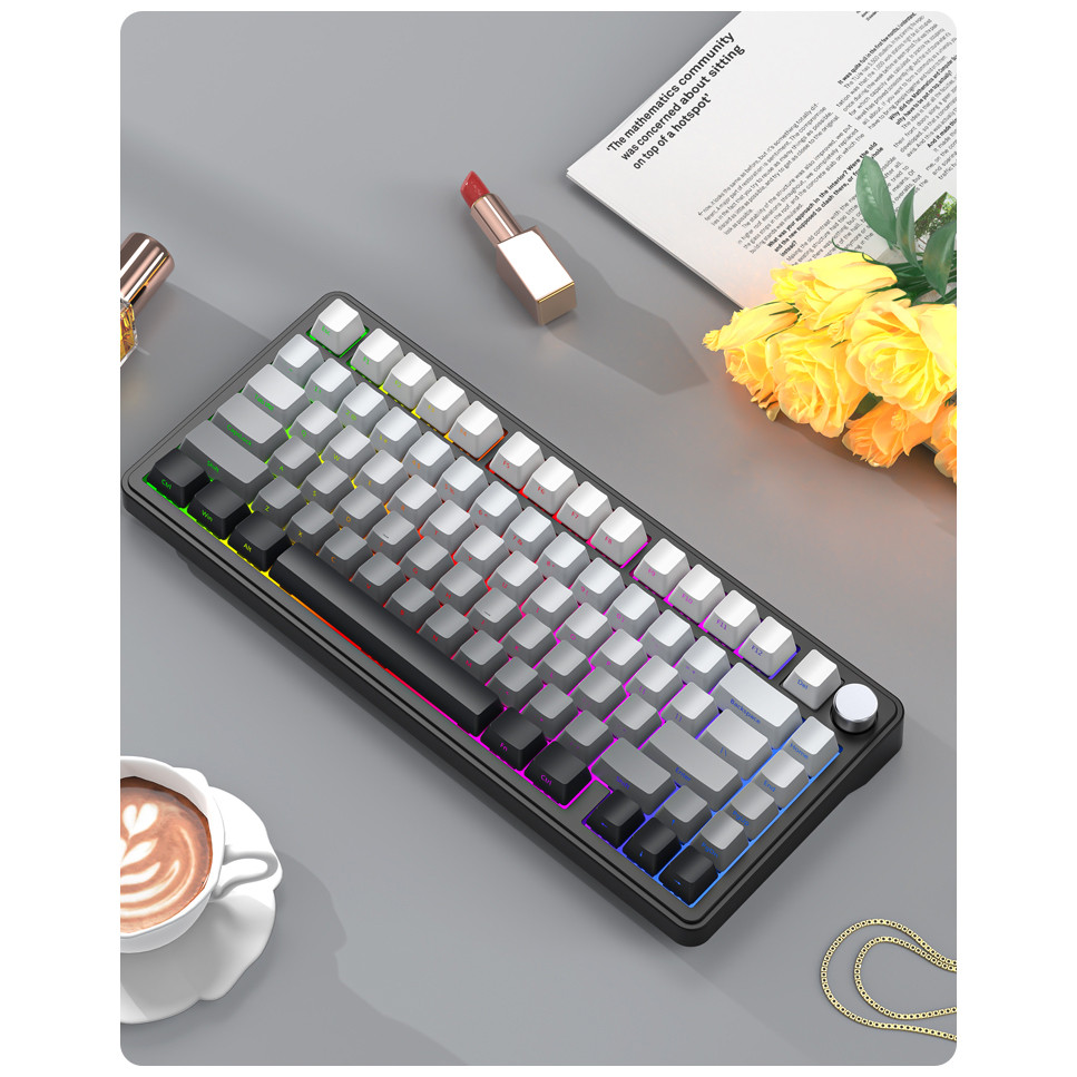 Jual X85 ATTACK SHARK Gaming Keyboard Wireless with Meta Knobs,RGB Bluetooth Tri-Mode Mechanical ...