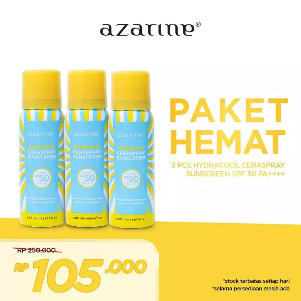 Jual (Baru)Azarine Ceraspray Sunscreen Spray Triple UV Protector SPF 50 ...