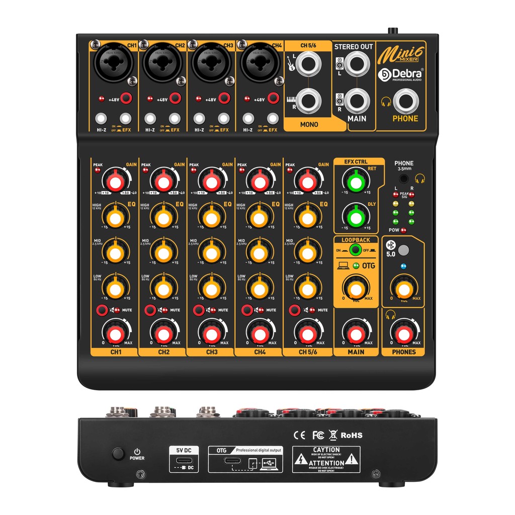 Jual Mini 6 6-Channel Audio Mixer DJ Mixer with Bluetooth 5.0 OTG ...