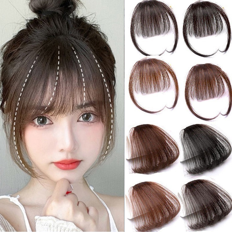 Jual Sunslymei Fake Synthetic Air Bangs Clip-In Hair Extension Fringe ...