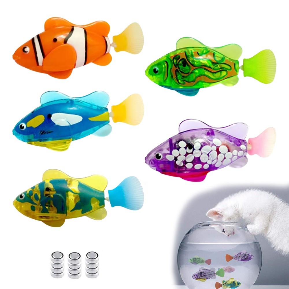 Jual Cat Toy LED Inductive Interactive Swimming Robot Fish Toys Glowing ...