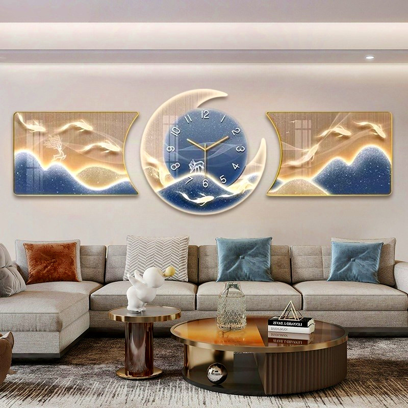 Jual ⚡Garansi&COD⚡Jam Dinding Ruang Tamu 115cm hitam Lukisan Krystal ...