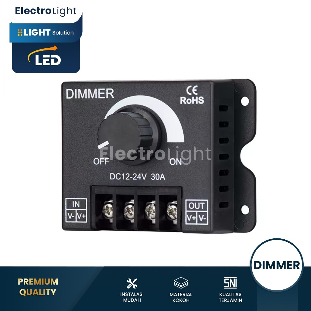 Jual Dimmer saklar lampu LED DC adjustable outbow single colour 30A 12v ...