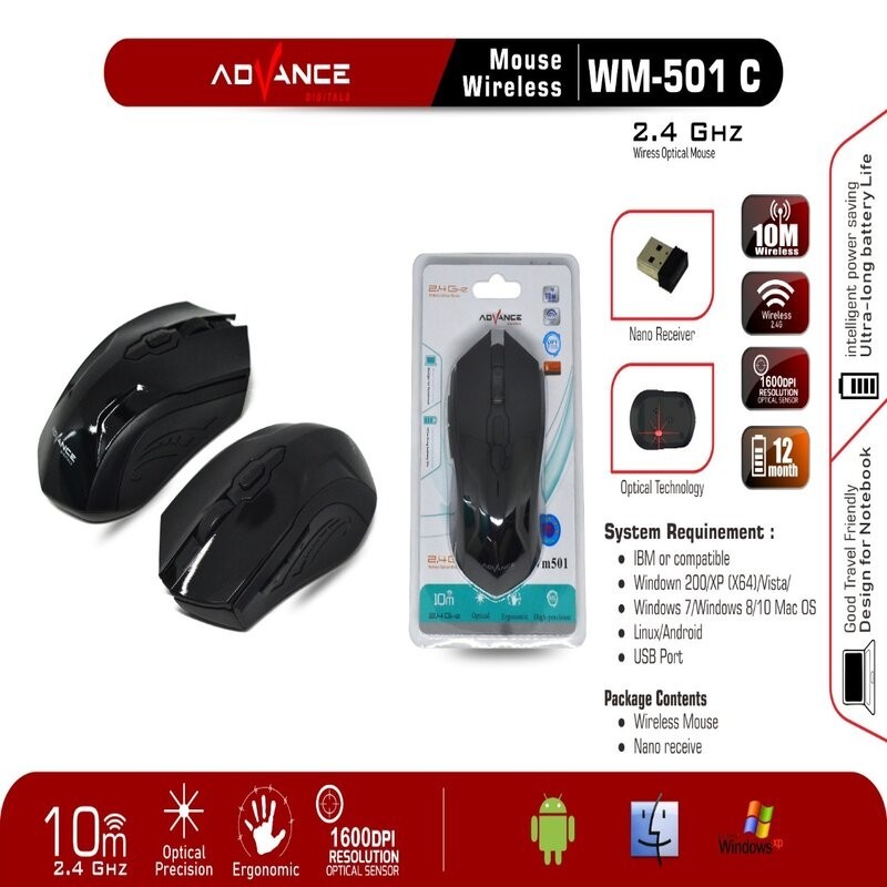 Jual Mouse Wireless Advance 501C | Shopee Indonesia