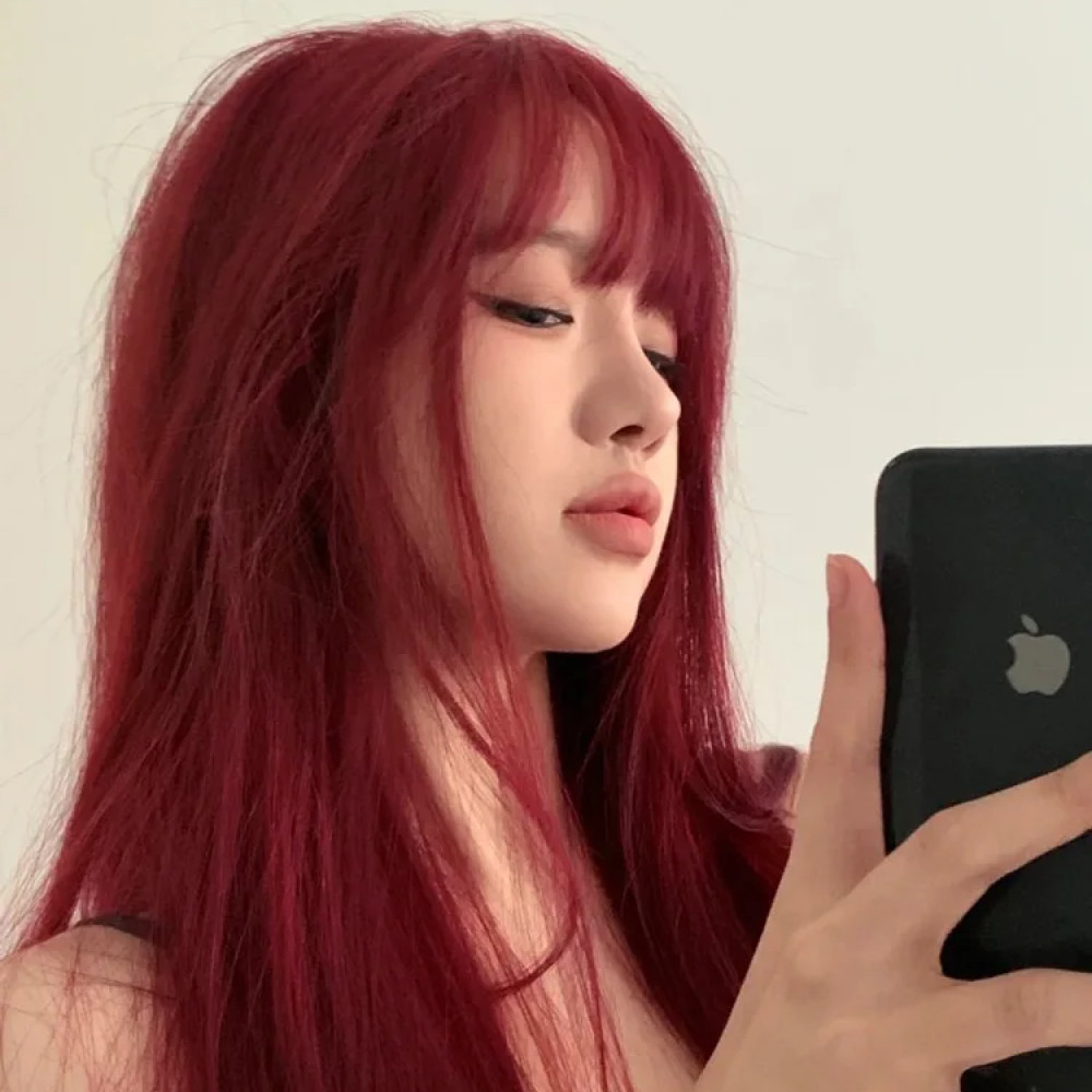 Jual [ IFFAA ] FORLISE Wig Rambut Palsu Lurus Wine Red Straight Hair 73 ...