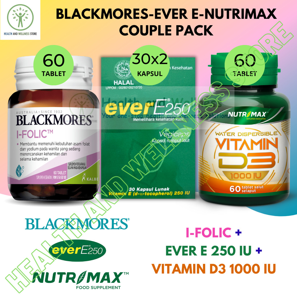 Jual Blackmores I Folic 60 Tablet Nutrimax D3 1000 IU 60 Tablet Ever E ...
