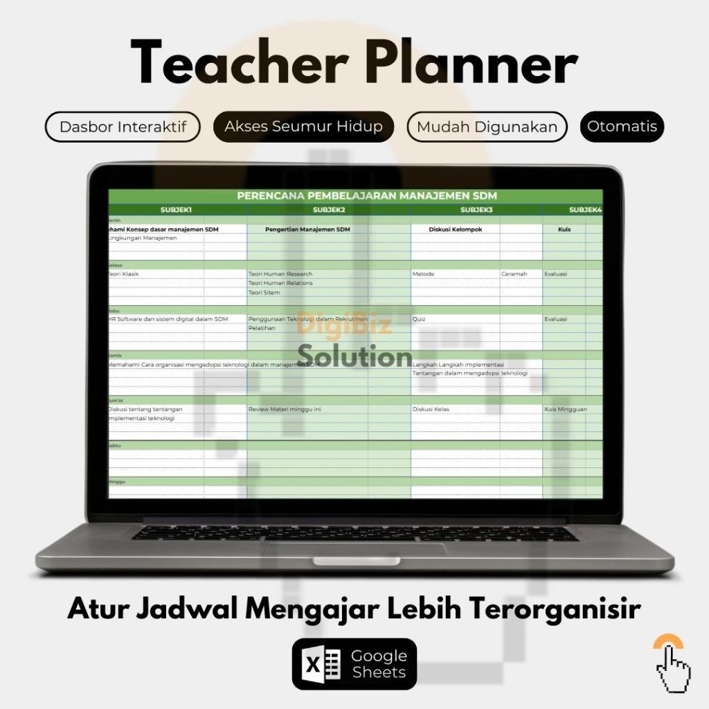 Jual [T035] Teacher Planner Dashboard Google Sheet Spreadsheet Template ...