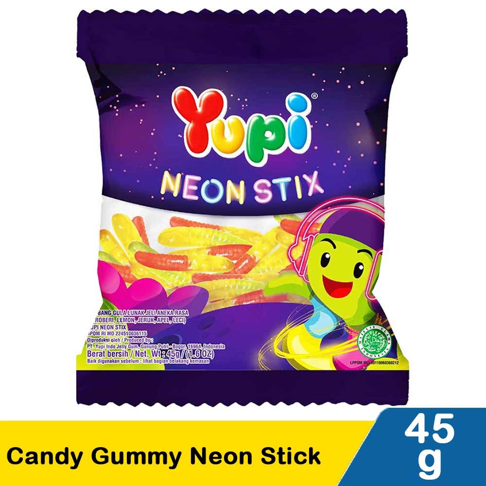Jual YUPI CANDY GUMMY NEON STICK 45g | Shopee Indonesia