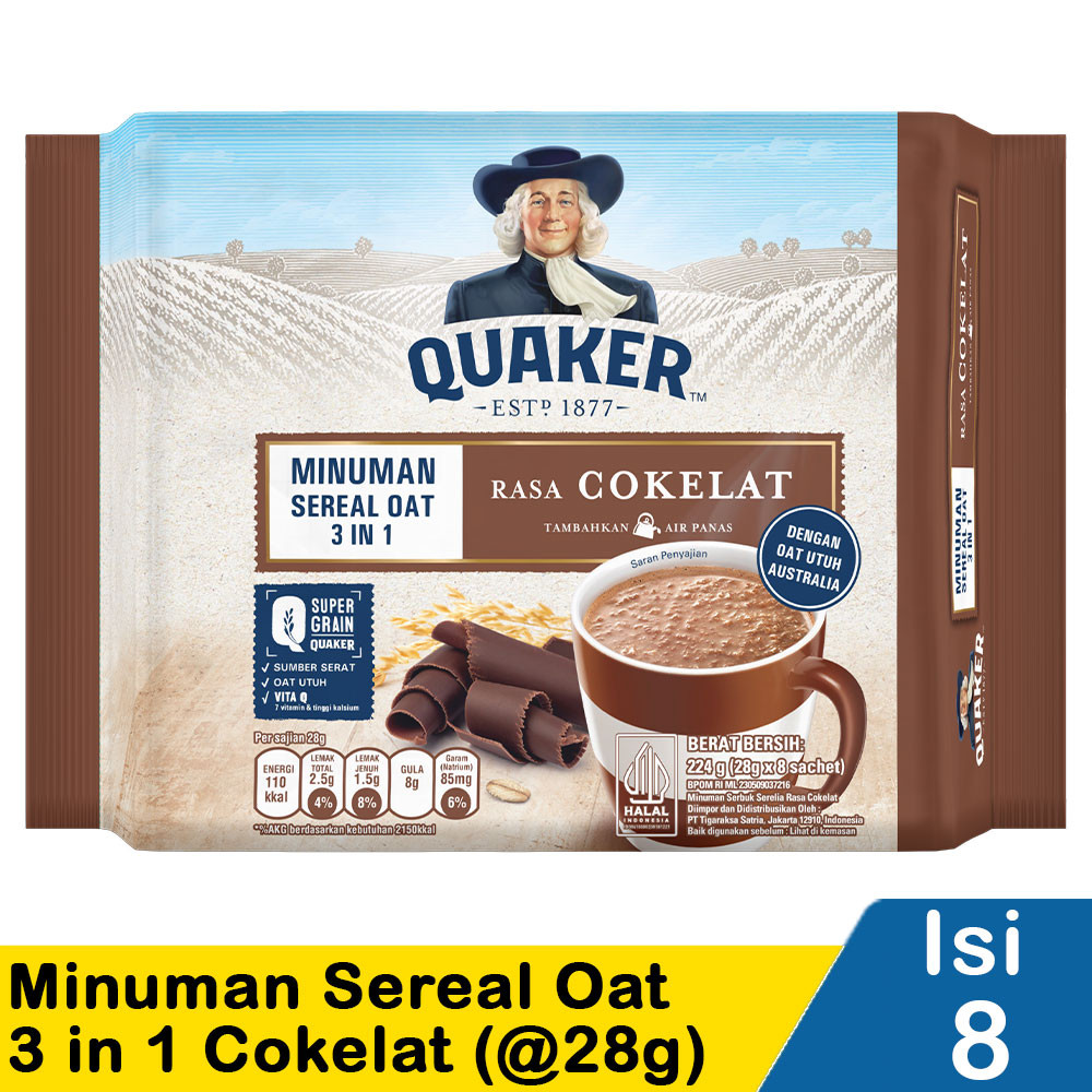 Jual QUAKER MINUMAN SEREAL 3 IN 1 COKELAT 8X28g | Shopee Indonesia