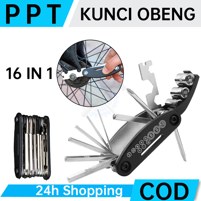 Jual PPT Bicycle Set Tool Kunci Shock Sepeda 16 Pcs Tools Kunci Obeng ...