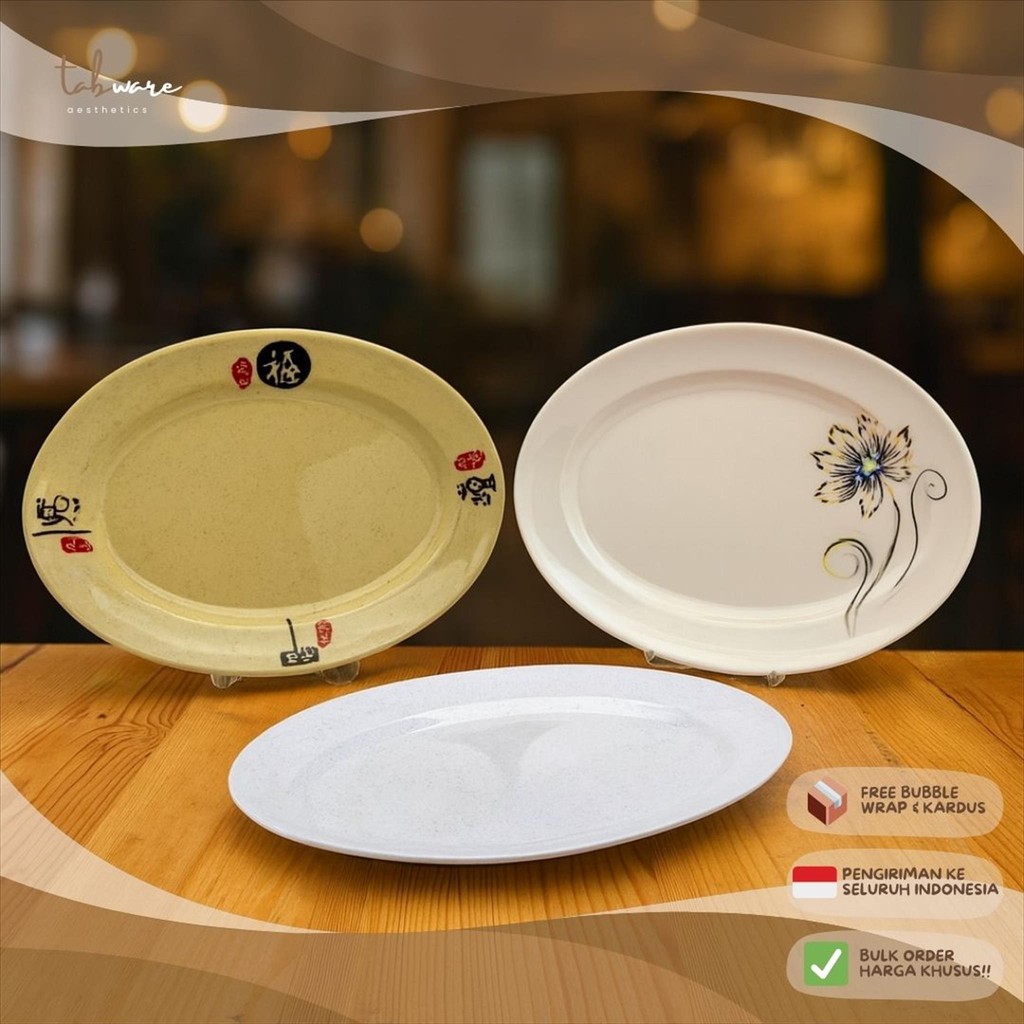 Jual (1pc) Piring Oval Melamin 12" inch/30,4cm/Motif Elegan / Piring ...