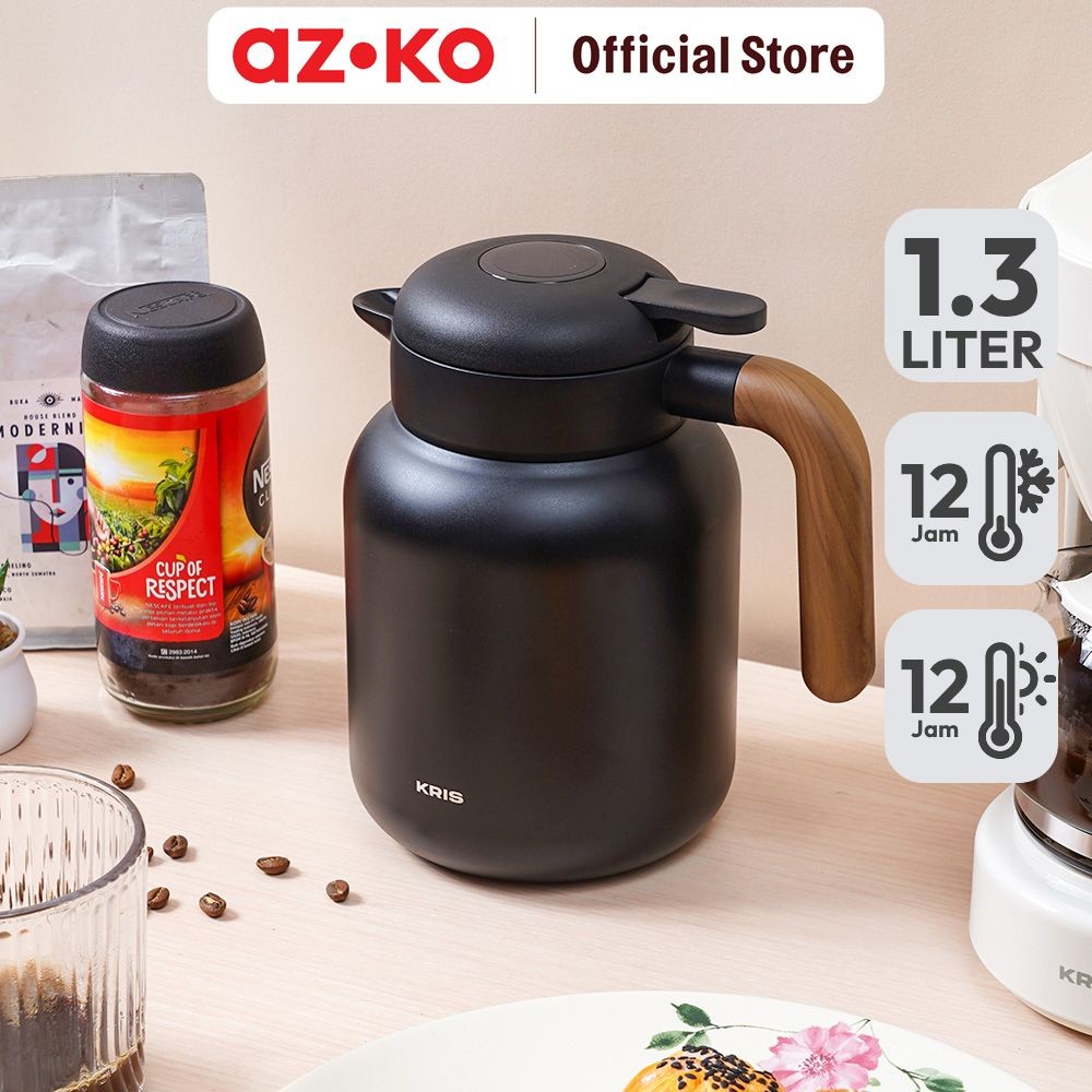Jual AZKO Kris Devon Teko Vacuum Flask Stainless Steel 1.3 ltr - Hitam ...