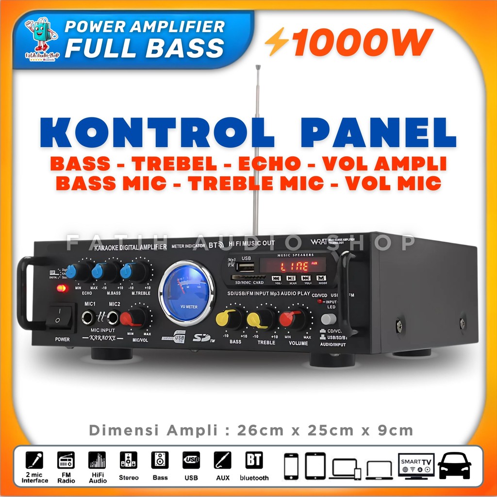 Jual FLECO Amplifier Daya 1000 Watt Full Bass Fleco BT-399A Audio ...