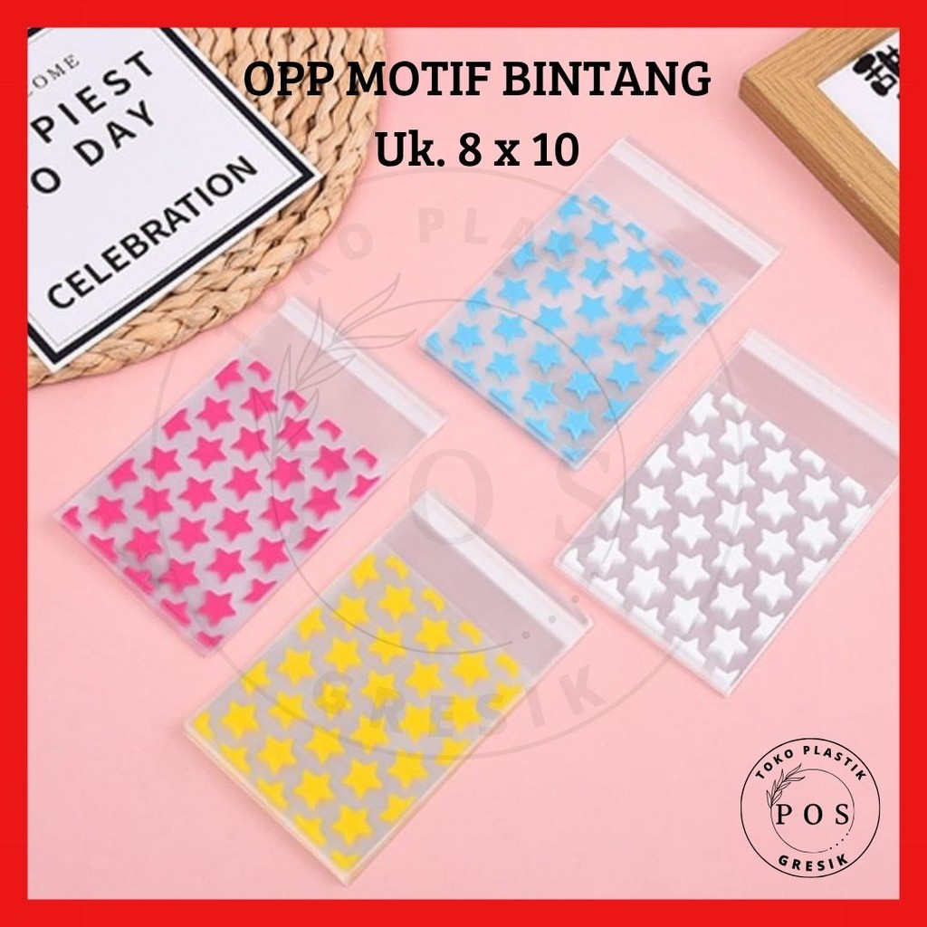 Jual [Isi 50Lbr] PLASTIK OPP MOTIF BINTANG - 8 x 10 + 3cm SEAL roti ...