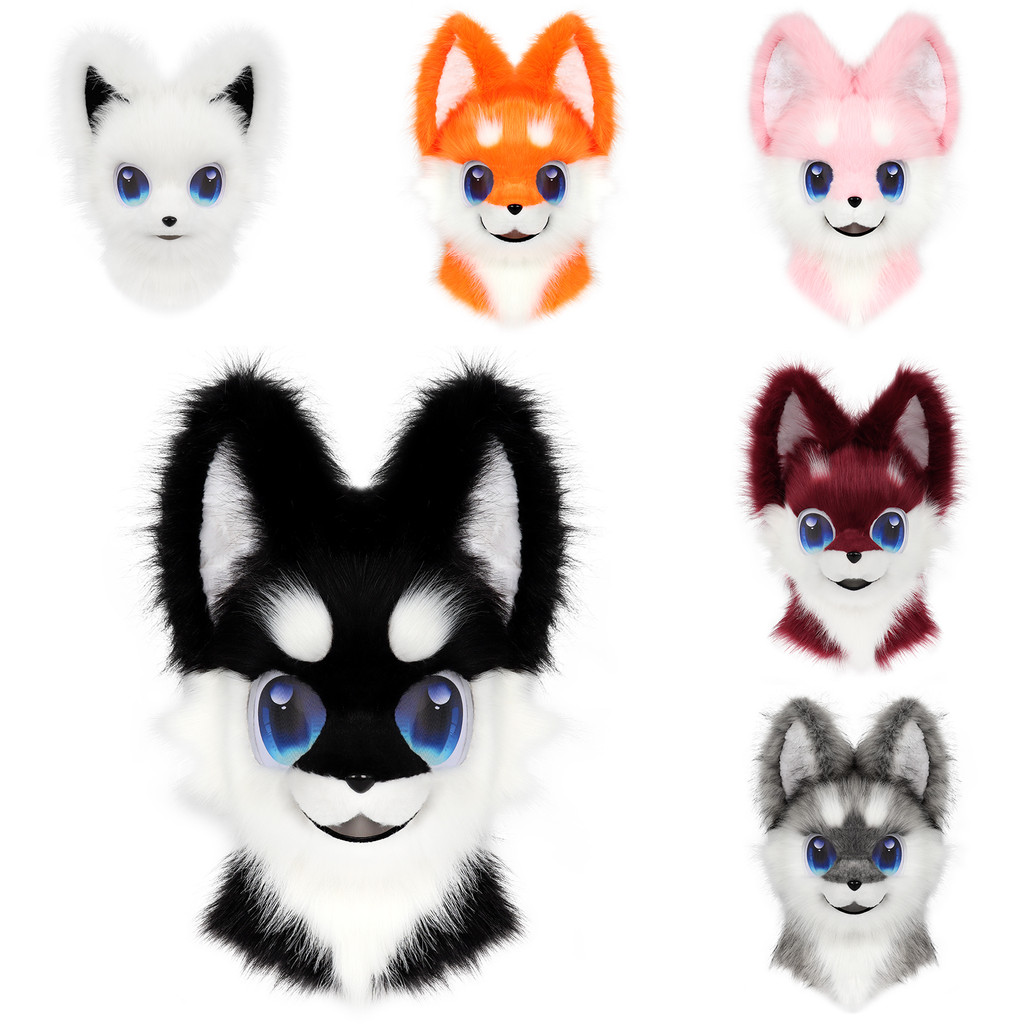 Jual Animal Head Mask Furry Fursuit Plush Dog Fox Masks for Parties ...
