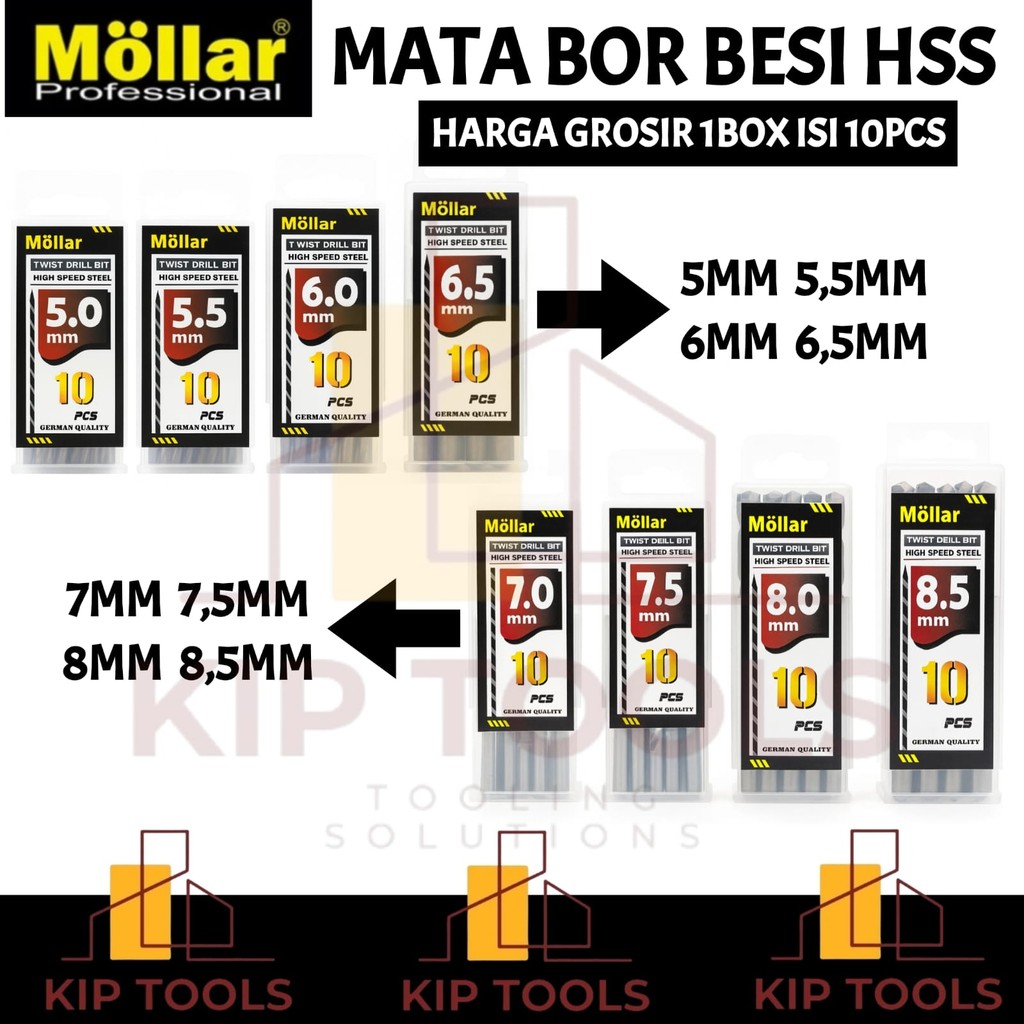 Jual MOLLAR - GROSIR 1KOTAK 10PCS Mata Bor Besi HSS Putih Mollar 5mm 5 ...