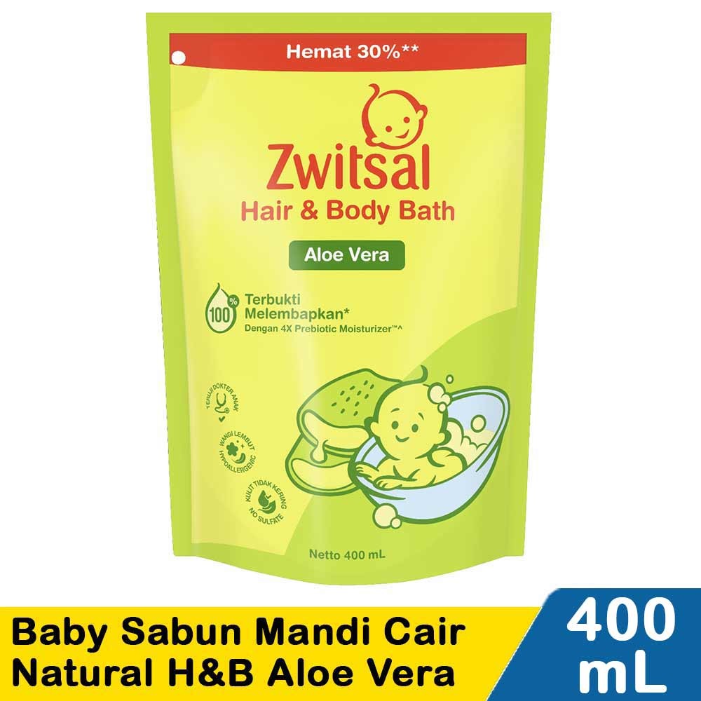 Jual ZWITSAL BABY SABUN MANDI CAIR NATURAL H&B ALOE VERA 450/400mL ...