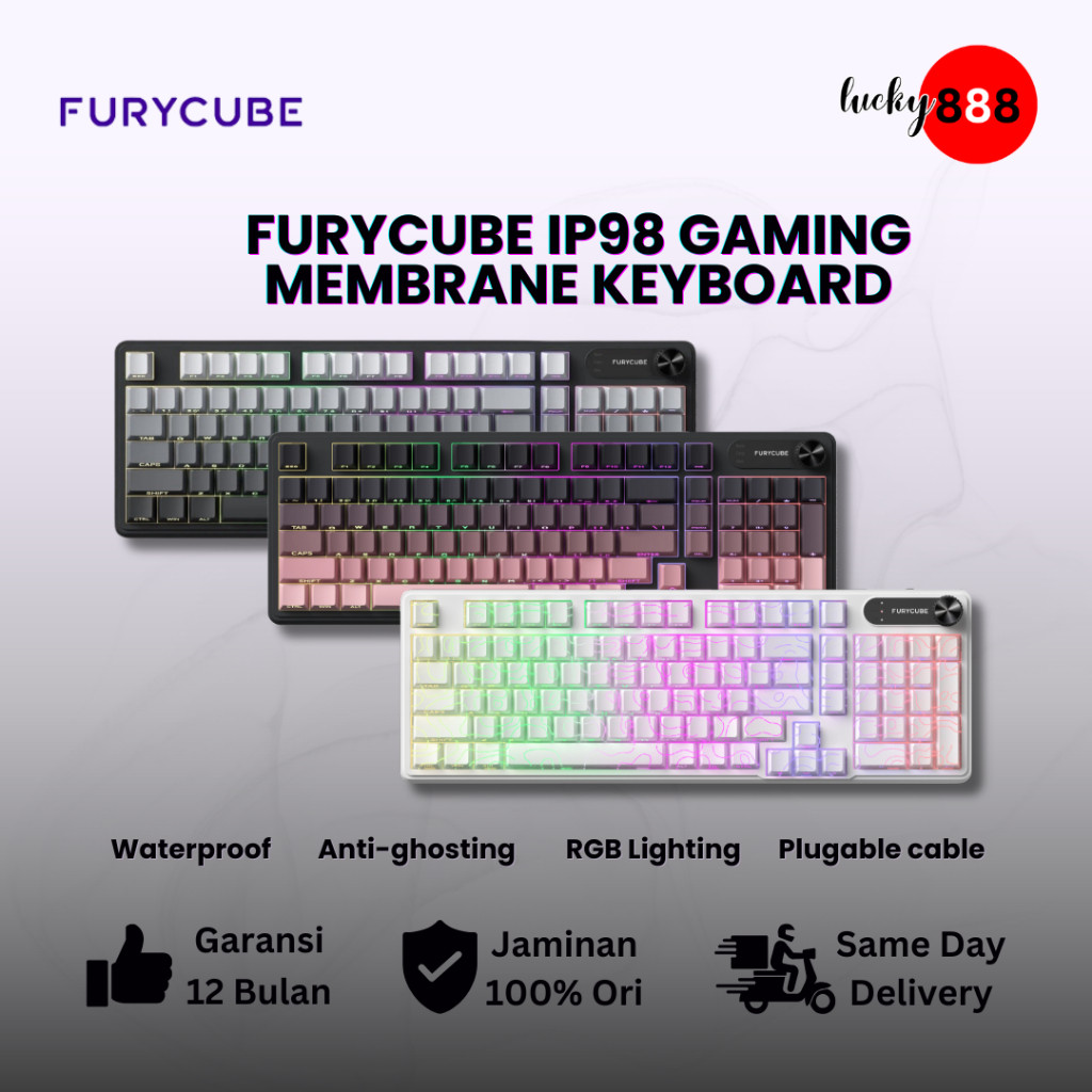 Jual FURYCUBE IP98 Membrane Keyboard Waterproof Gradient Keycaps Wired ...