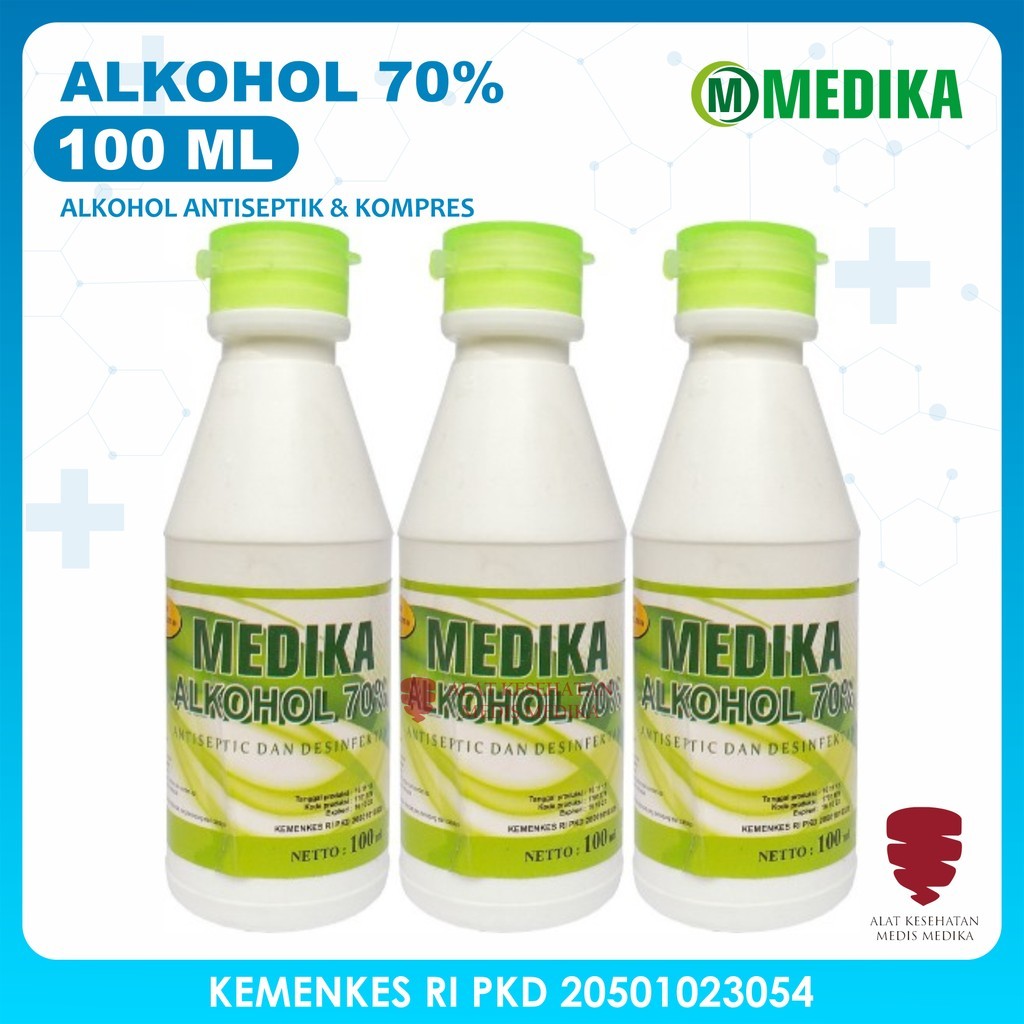 Jual Alkohol 70% 100 ml Medika Antiseptik Alcohol P3K Pembersih Luka ...