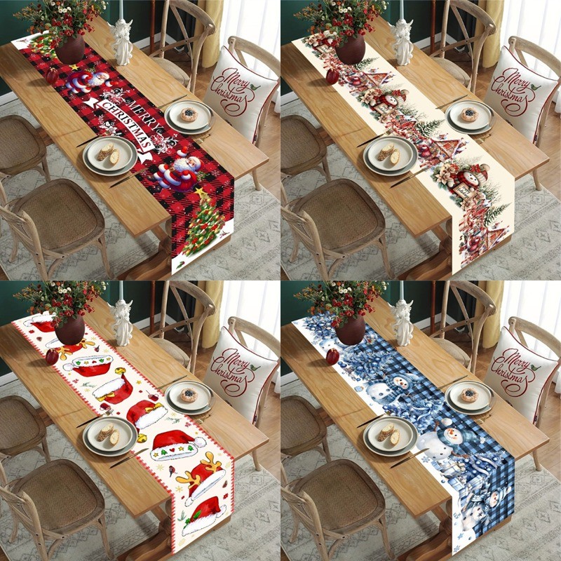 Jual Table Runner Party Decoration 2025 Xmas Santa Claus Snowman Table ...