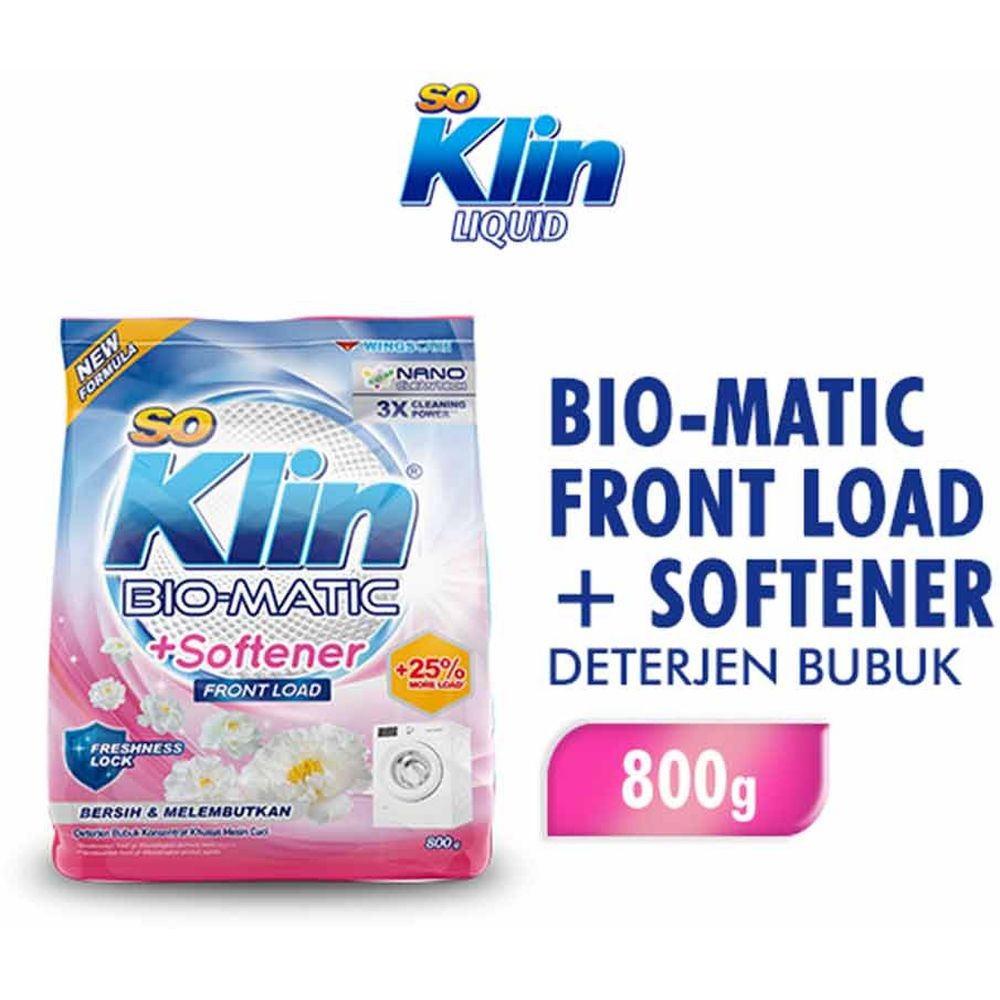 Jual SO KLIN DETERGENT BIO-MATIC + SOFTENER FRONT LOAD 800/900g ...