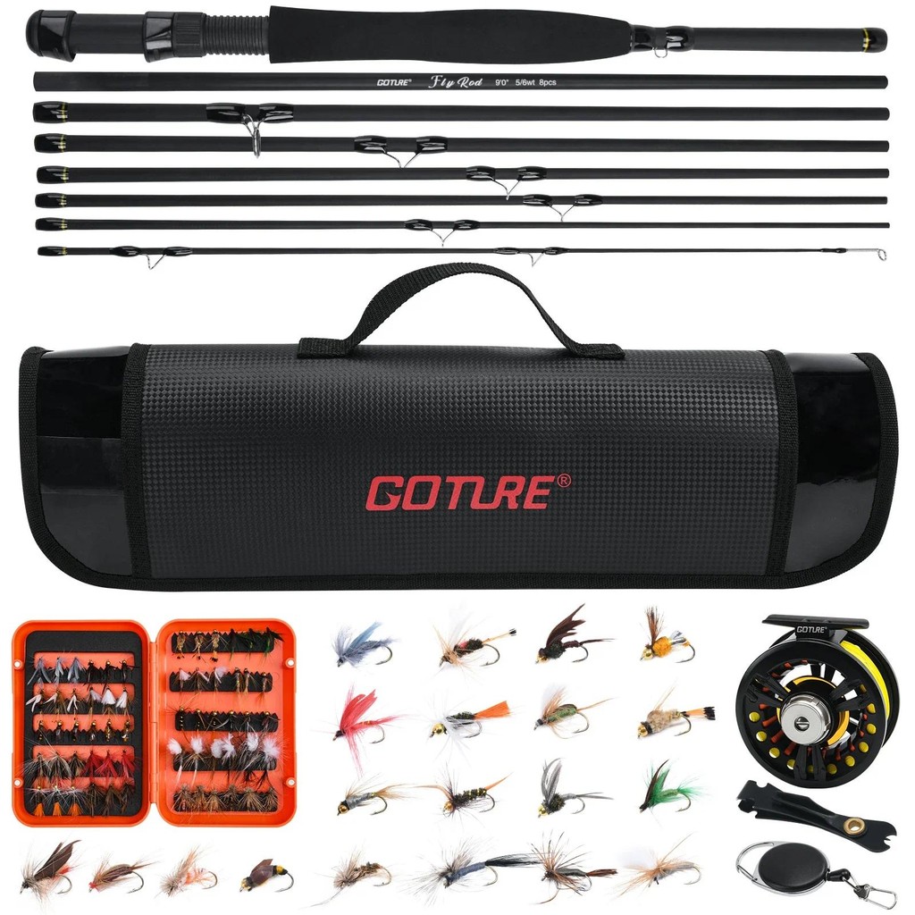 Jual Fly Fishing Rod Set Carbon Fiber Fly Rod with Line Lures Reel for ...
