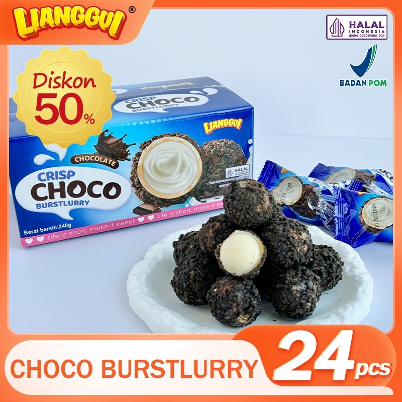 Jual Lianggui Wafer Ball Coklat 24pcs Crispy Lumer Cemilan Viral Snack ...
