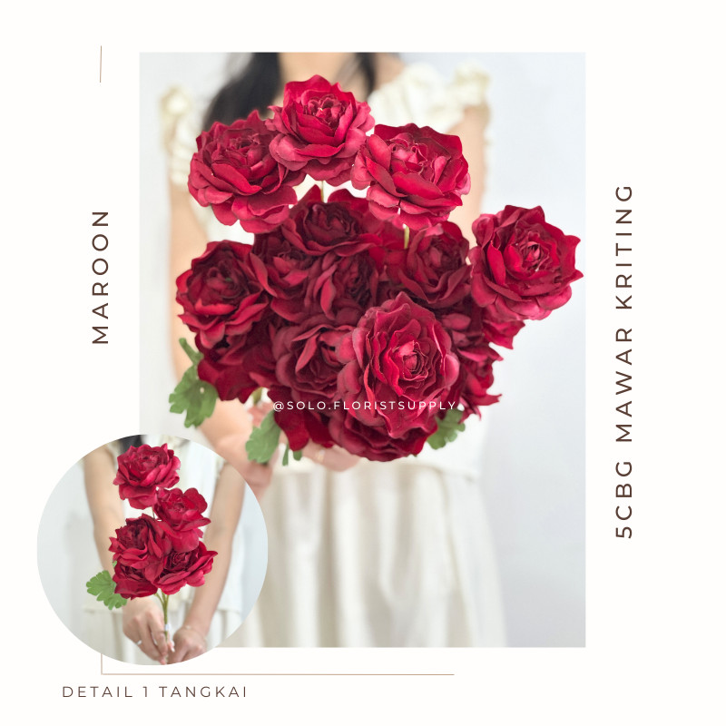 Jual 5CBG MAWAR KRITING ARTIFICIAL FLOWER 5HEAD ROSE BUNCH X5 Bunga Mawar Rose Paris Kombinasi ...